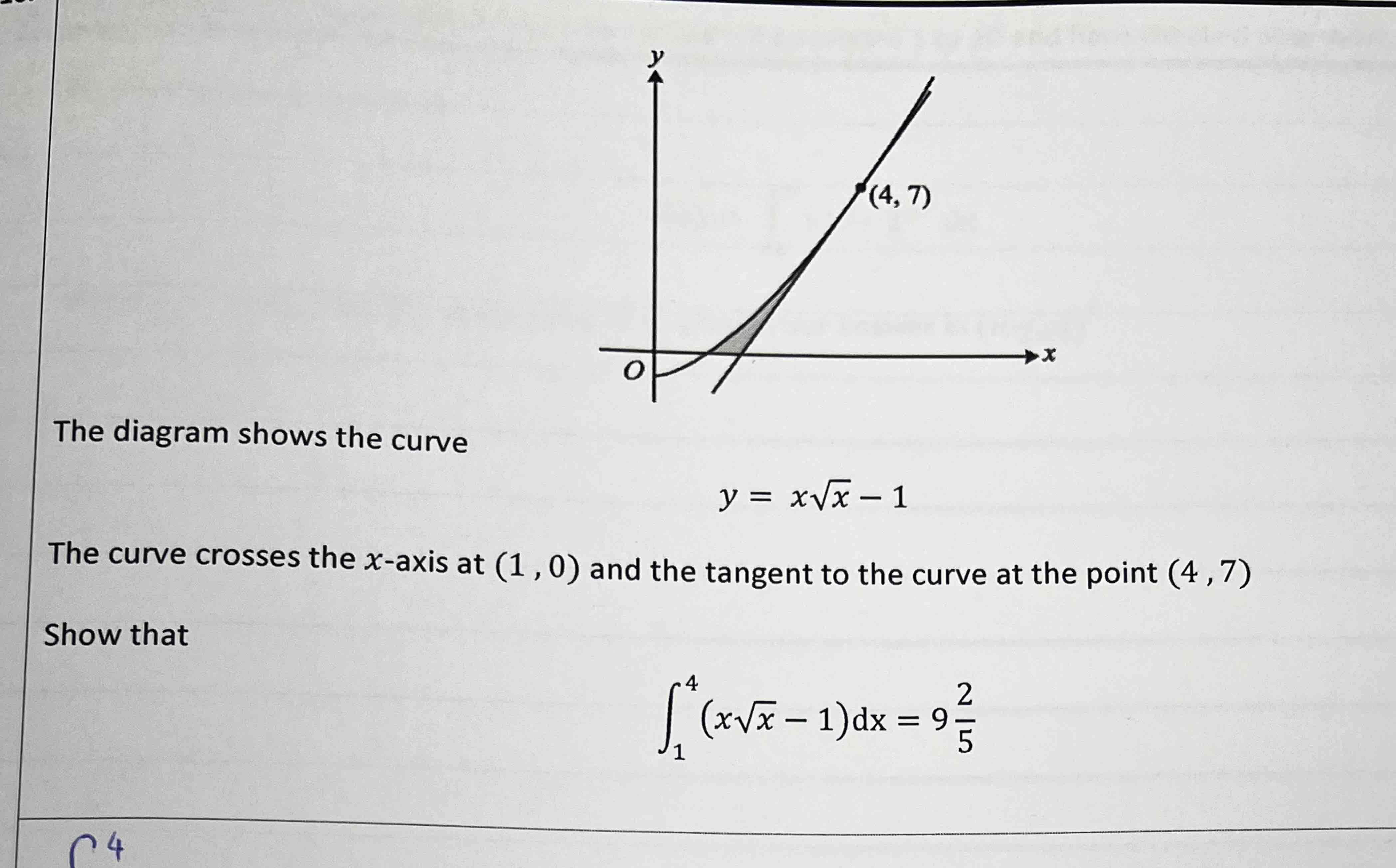 Solved The diagram shows the curvey=xx2-1The curve crosses | Chegg.com
