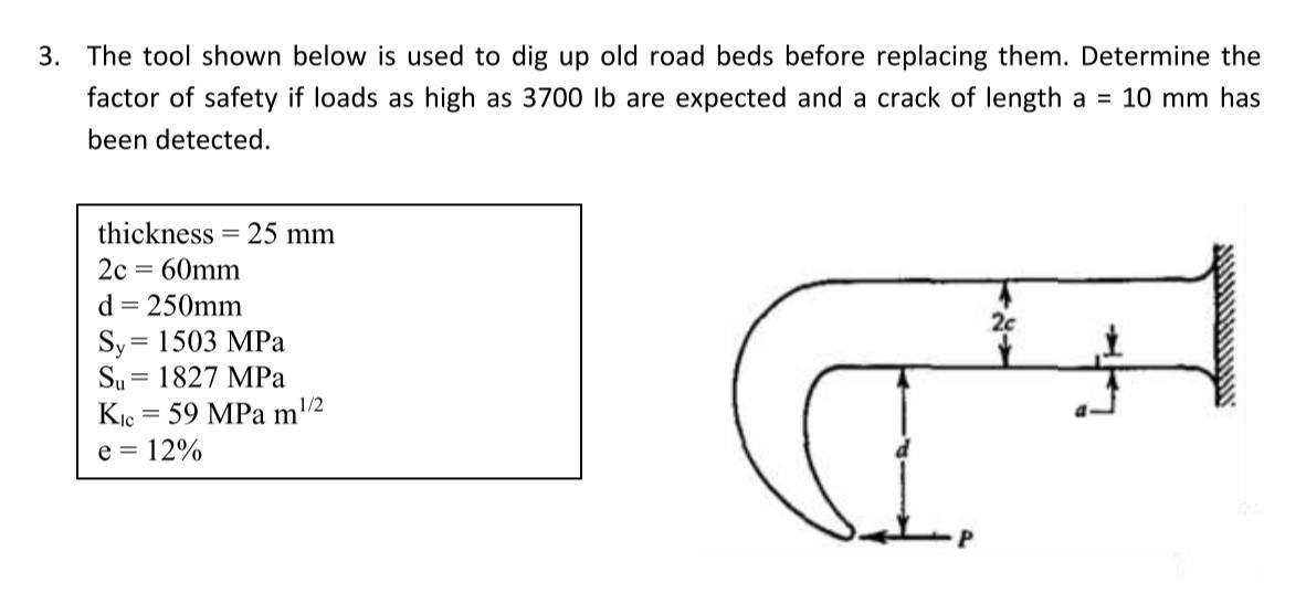 Solved The tool shown below is used to dig up old road beds | Chegg.com