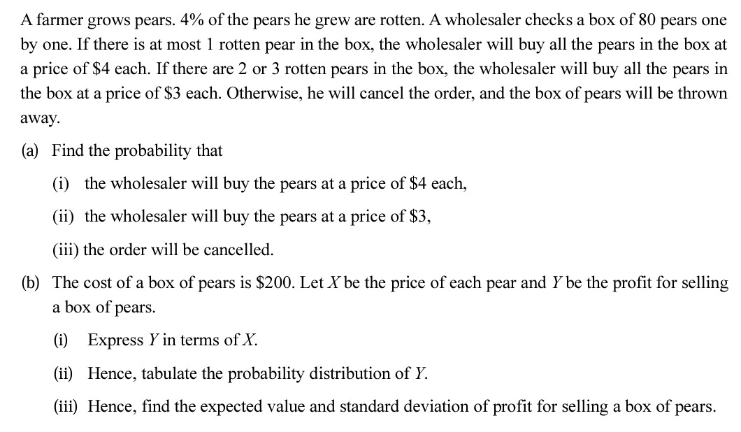 Solved A farmer grows pears. 4% of ﻿the pears he ﻿grew are | Chegg.com