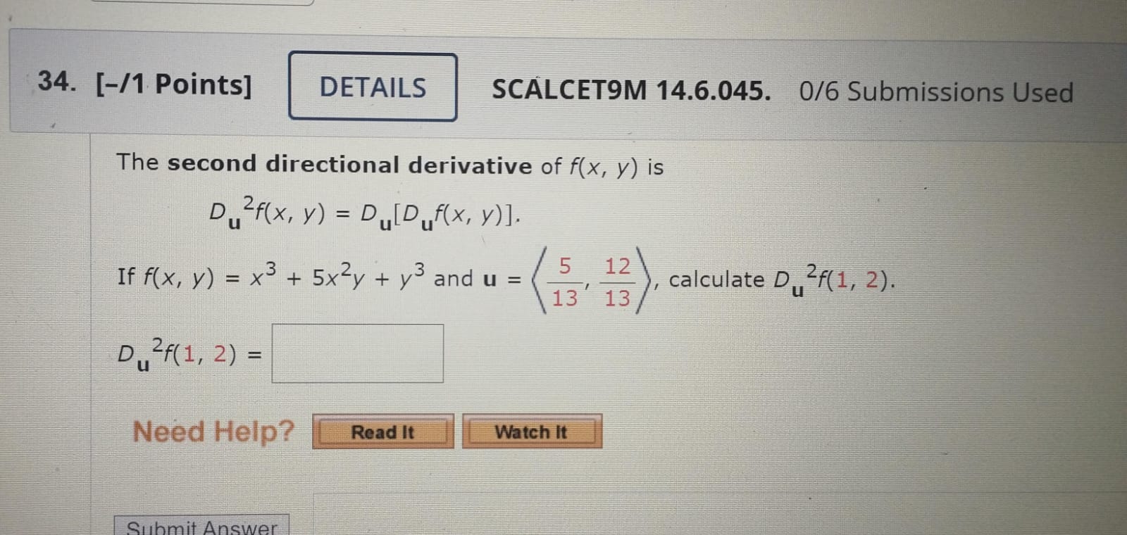 Solved The second directional derivative of f(x,y) is | Chegg.com