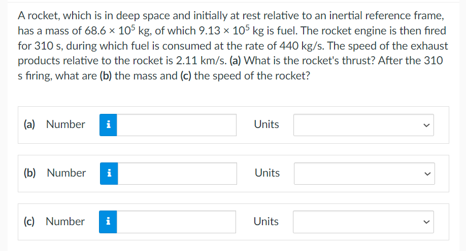 Solved A rocket, which is in deep space and initially at | Chegg.com