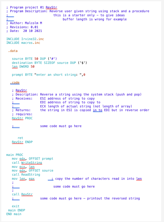 Solved Project 01 Reverse a User Given String Using the | Chegg.com