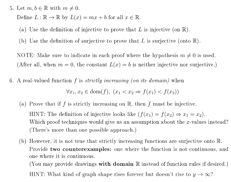 Solved Let m,binR with m≠0.Define L:R→R ﻿by L(x)=mx+b ﻿for | Chegg.com