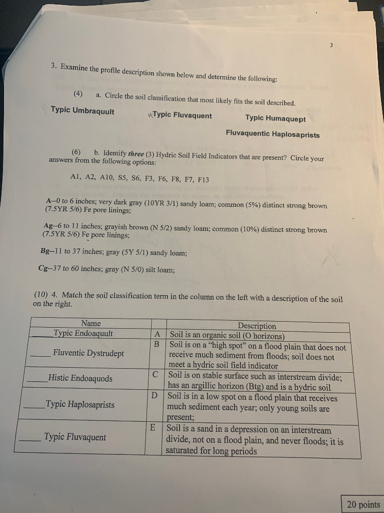 3. Examine the profile description shown below and | Chegg.com