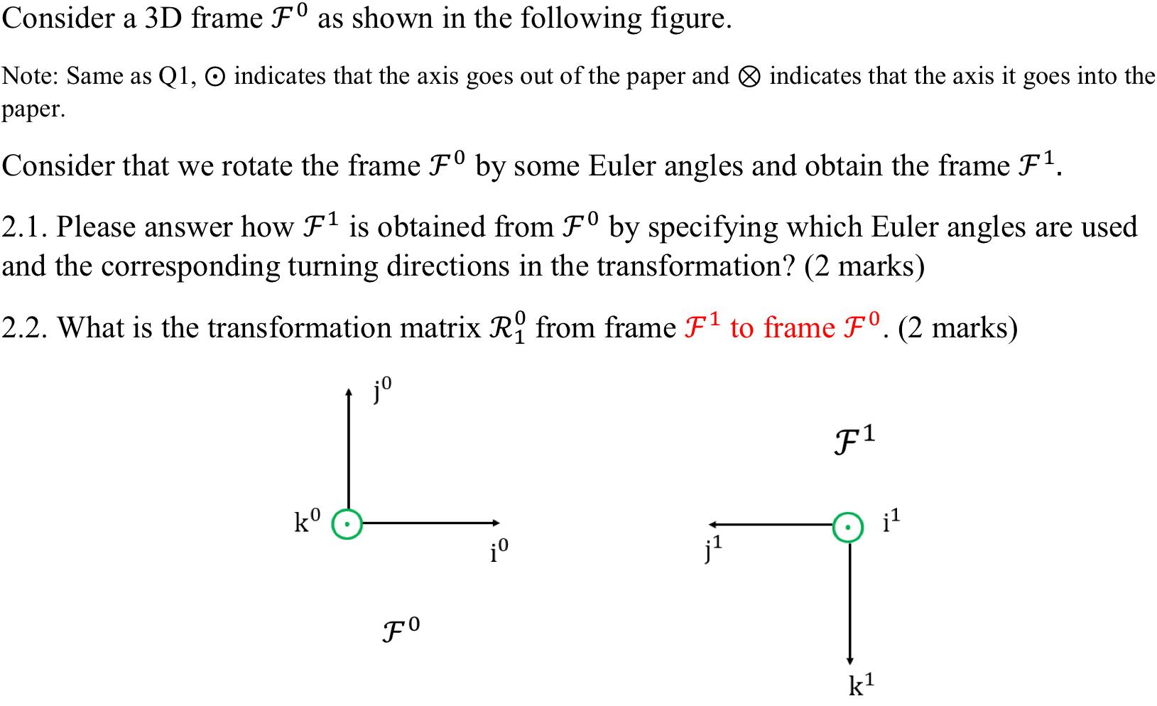 Solved Consider a 3D frame F° as shown in the following | Chegg.com