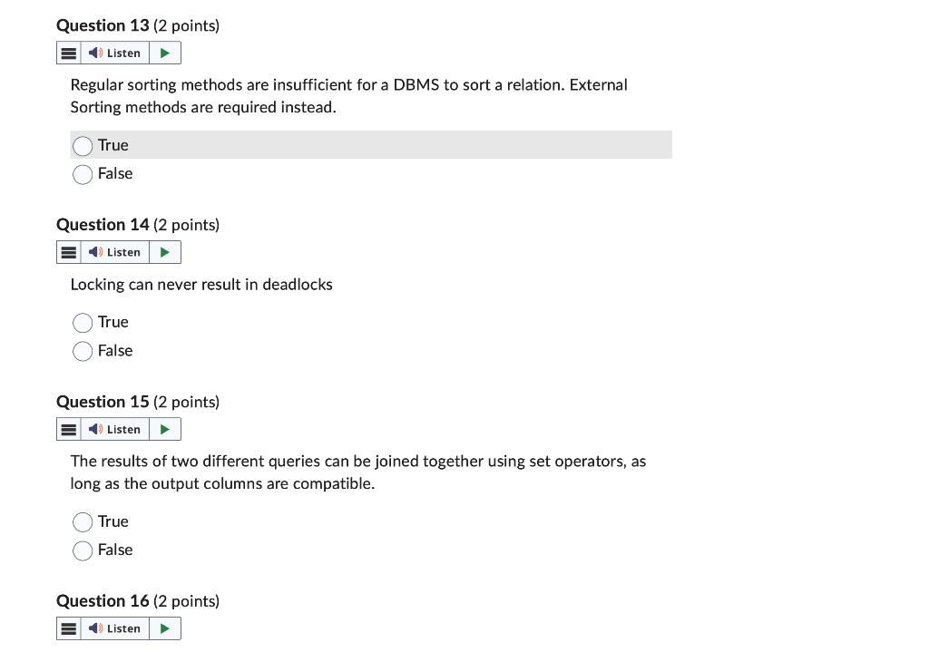 Solved Regular sorting methods are insufficient for a DBMS | Chegg.com
