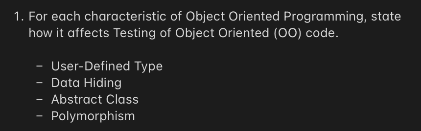 Solved 1. For each characteristic of Object Oriented | Chegg.com