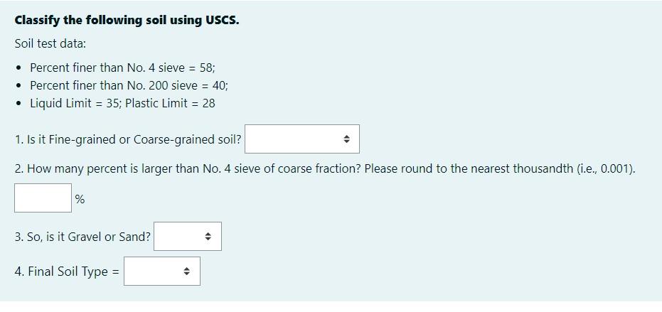 Solved Classify the following soil using USCS. Soil test | Chegg.com