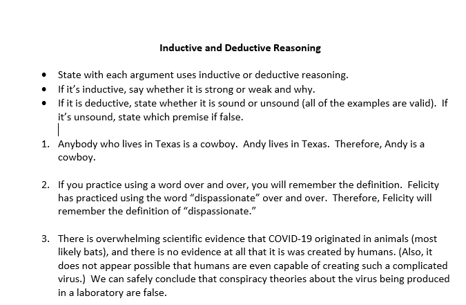 Solved Inductive and Deductive Reasoning State with each | Chegg.com