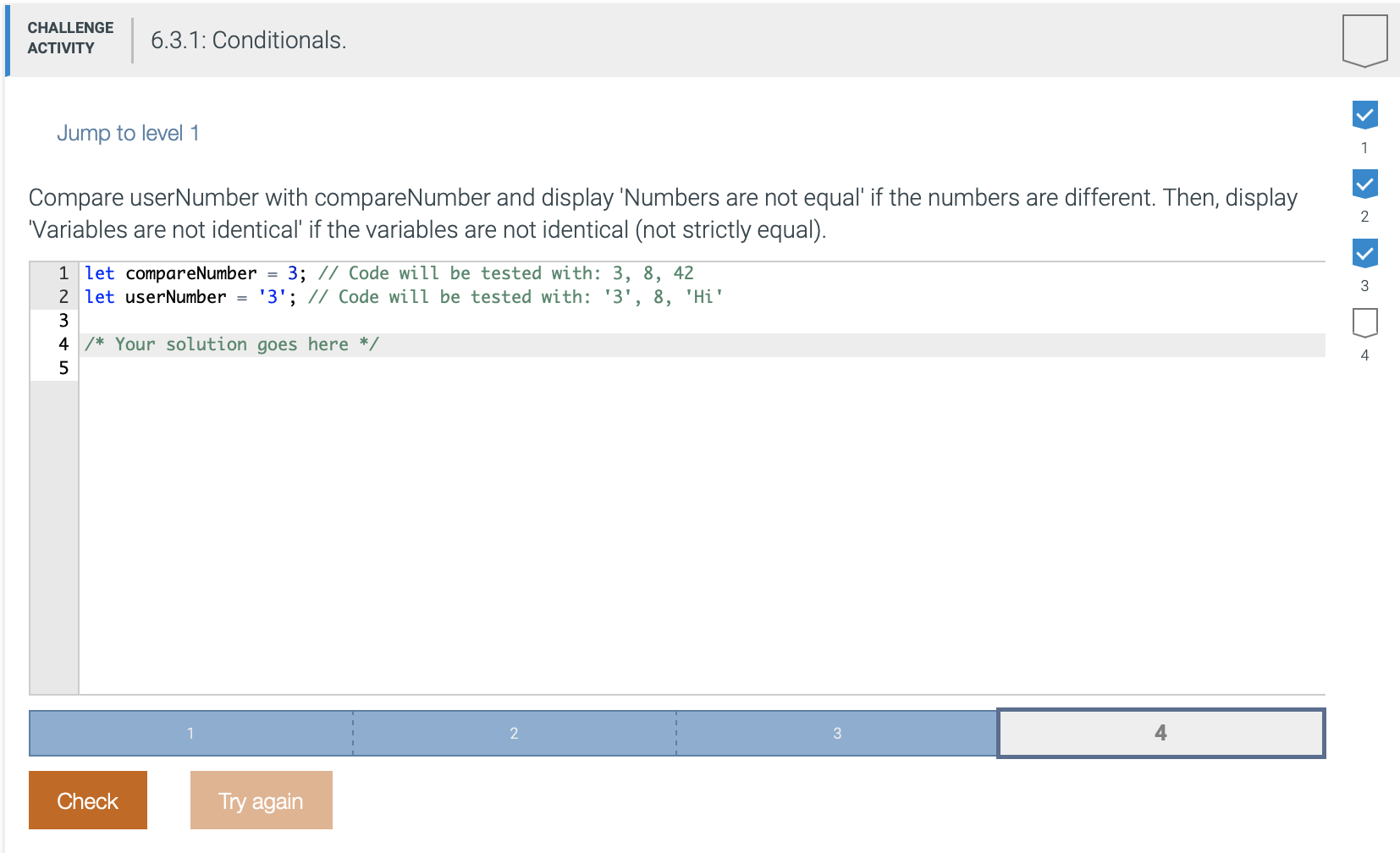 CHALLENGE ACTIVITY 6.3.1: Conditionals. Jump to level | Chegg.com