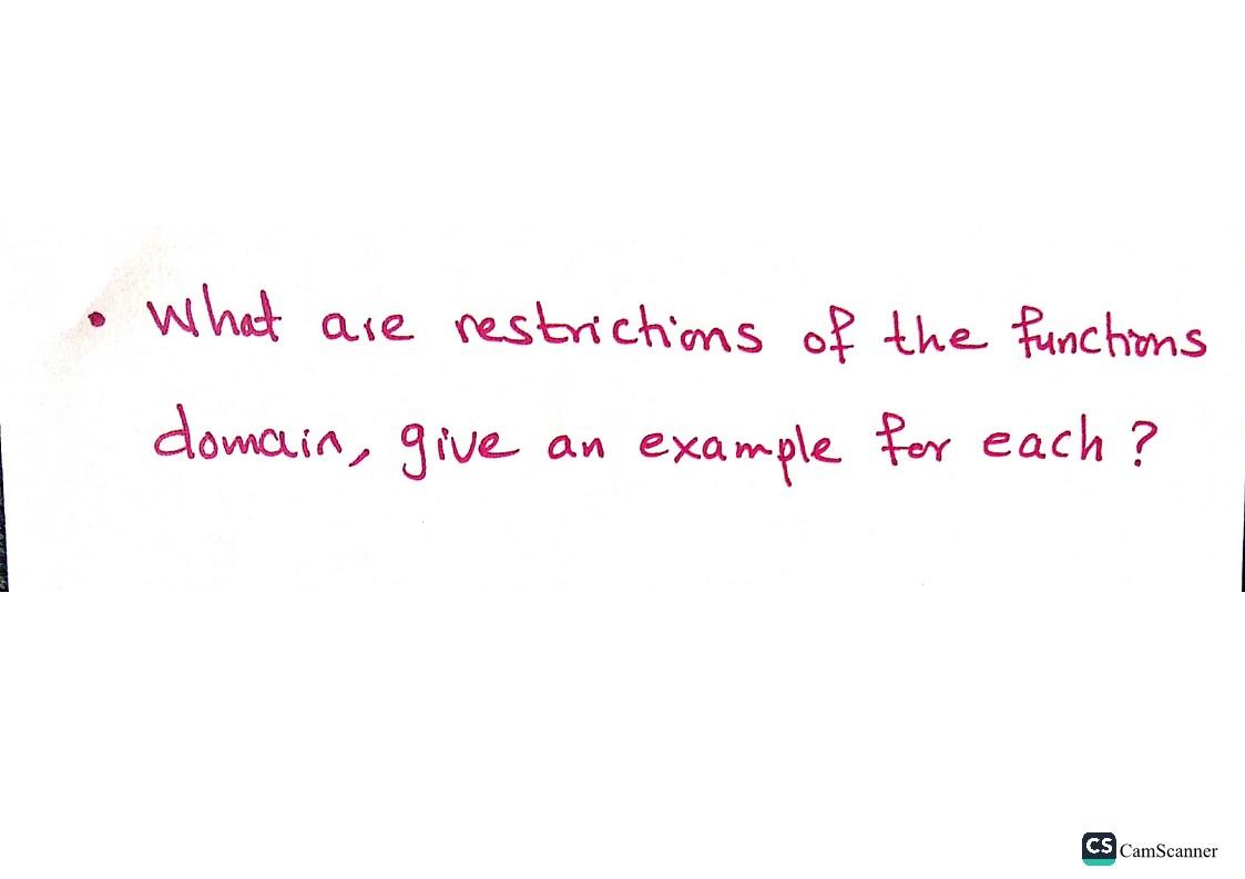 Solved What Are Restrictions Of The Functions Domain Give