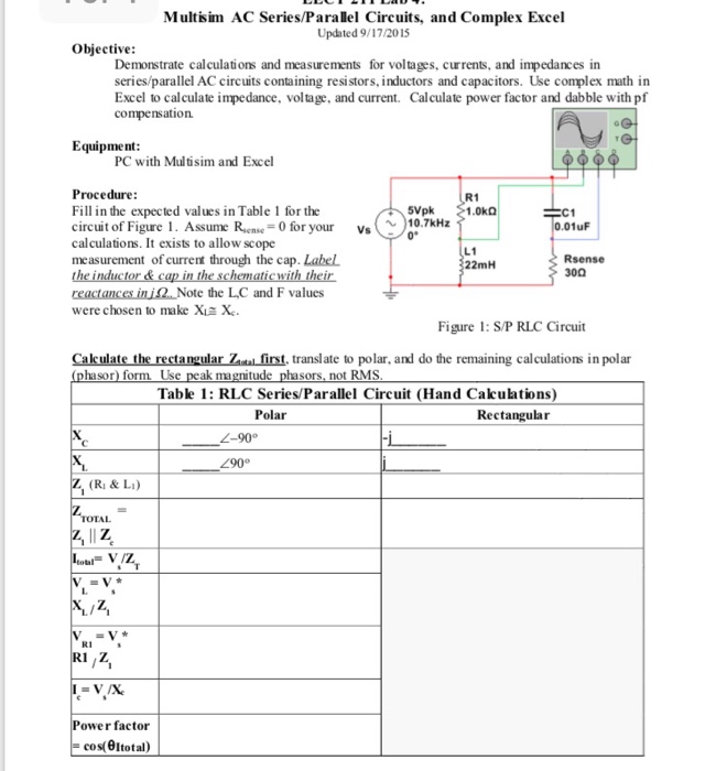 Solved Multisim AC Series/Paralel Circuits, and Complex | Chegg.com