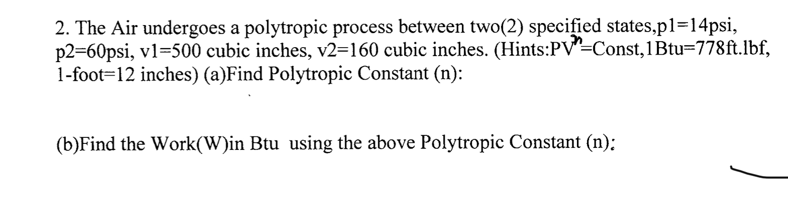 Solved 2. The Air undergoes a polytropic process between | Chegg.com