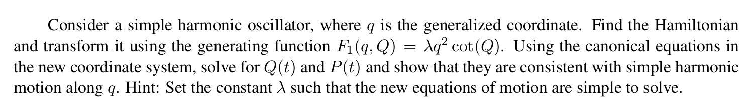 Solved Consider a simple harmonic oscillator, where q ﻿is | Chegg.com