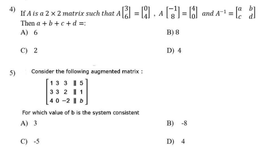 Solved 4) If A is a 2×2 matrix such that | Chegg.com