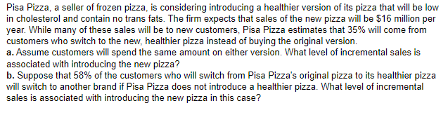 Solved Pisa Pizza, a seller of frozen pizza, is considering | Chegg.com