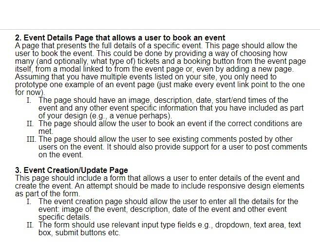 Solved 2. Event Details Page that allows a user to book an | Chegg.com