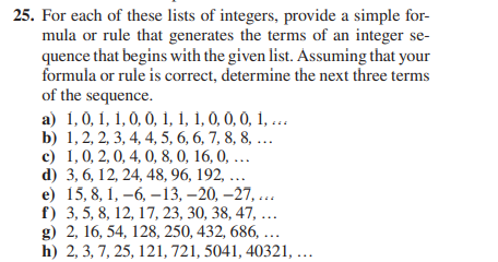 Solved 25. For each of these lists of integers, provide a | Chegg.com