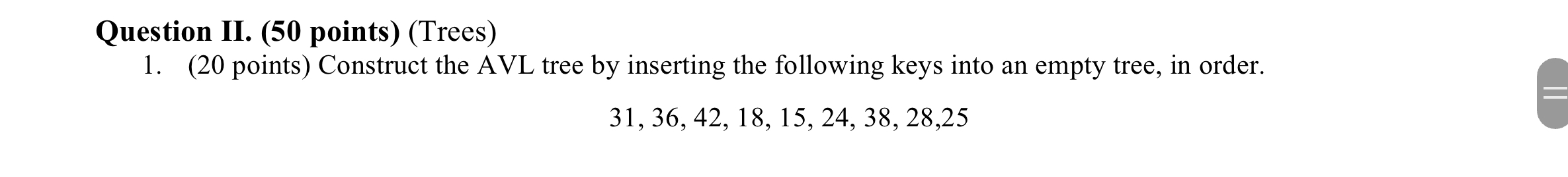 Solved Question II. (50 ﻿points) (Trees)(20 ﻿points) | Chegg.com