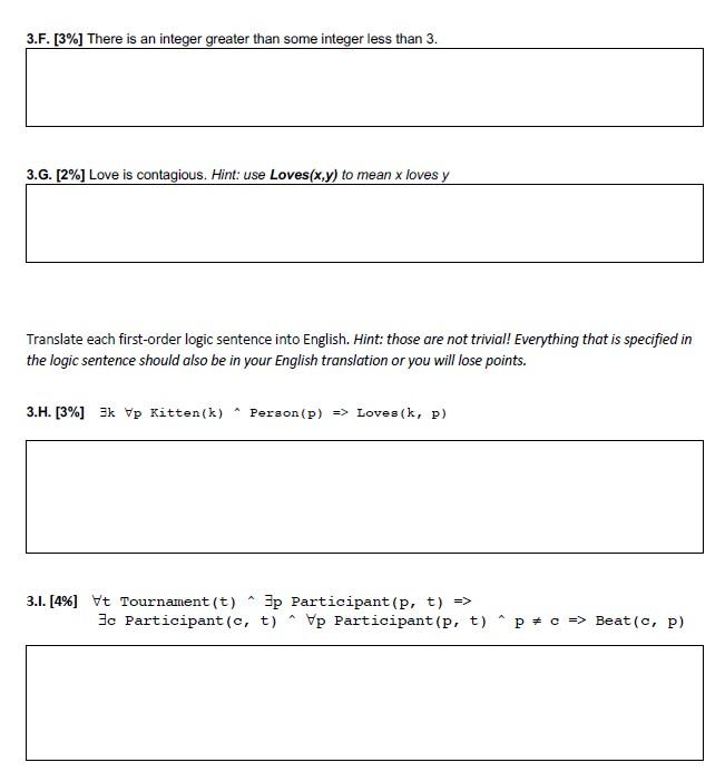 Translate the following sentences into first order | Chegg.com