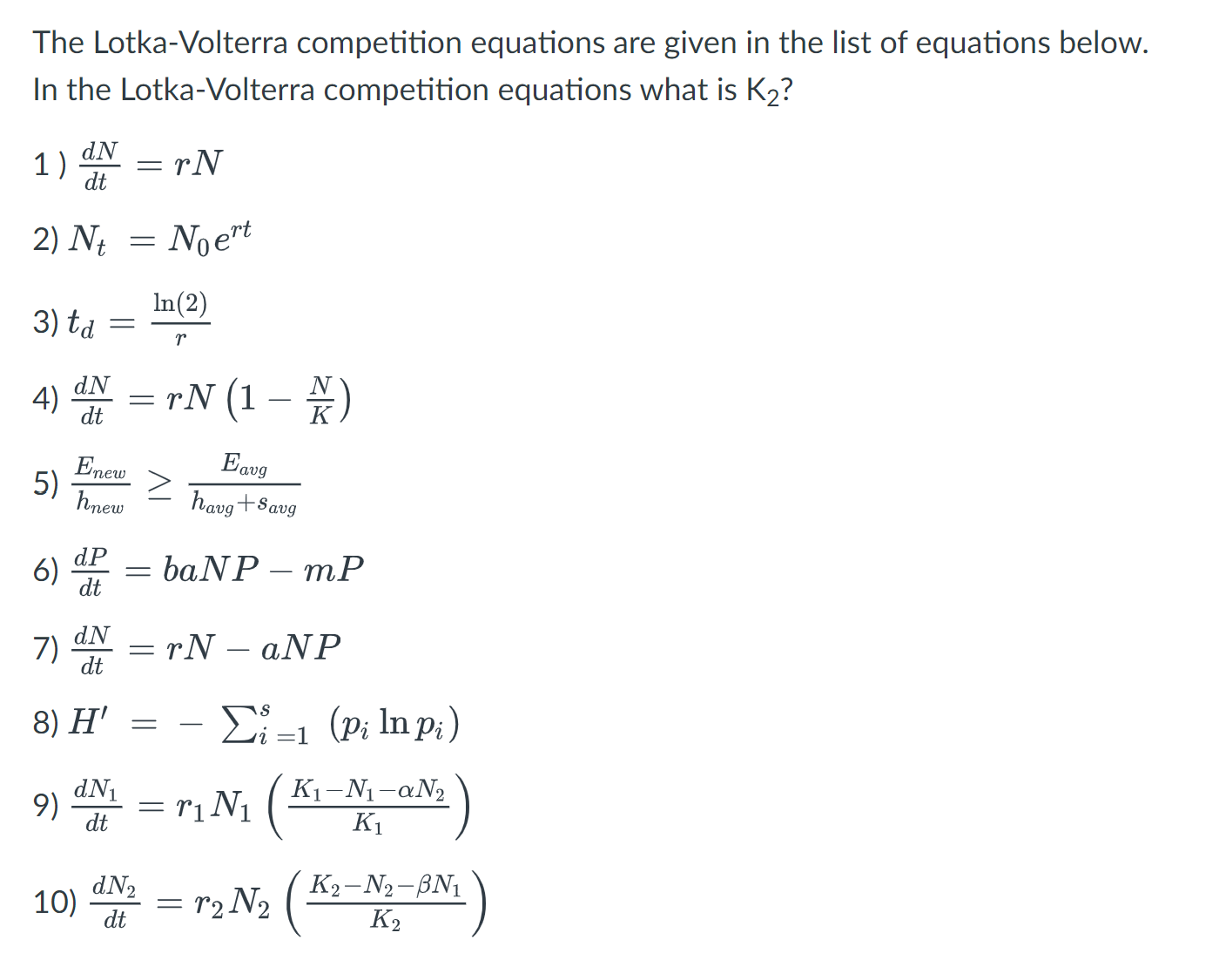 Solved The Lotka-Volterra competition equations are given in | Chegg.com