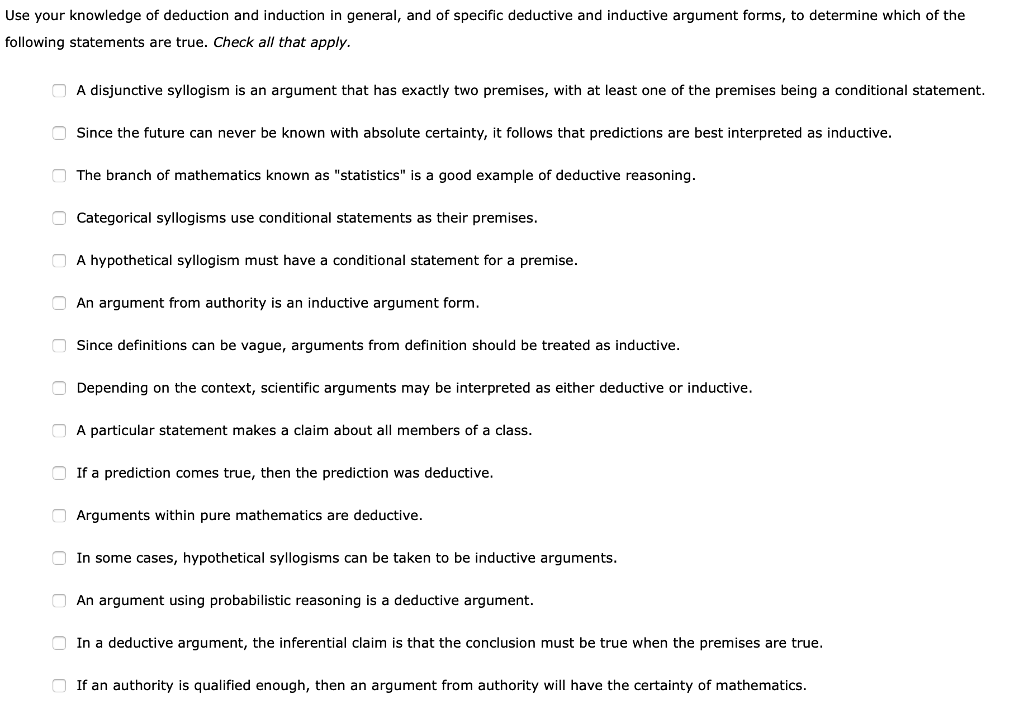 Solved Use Your Knowledge Of Deduction And Induction In