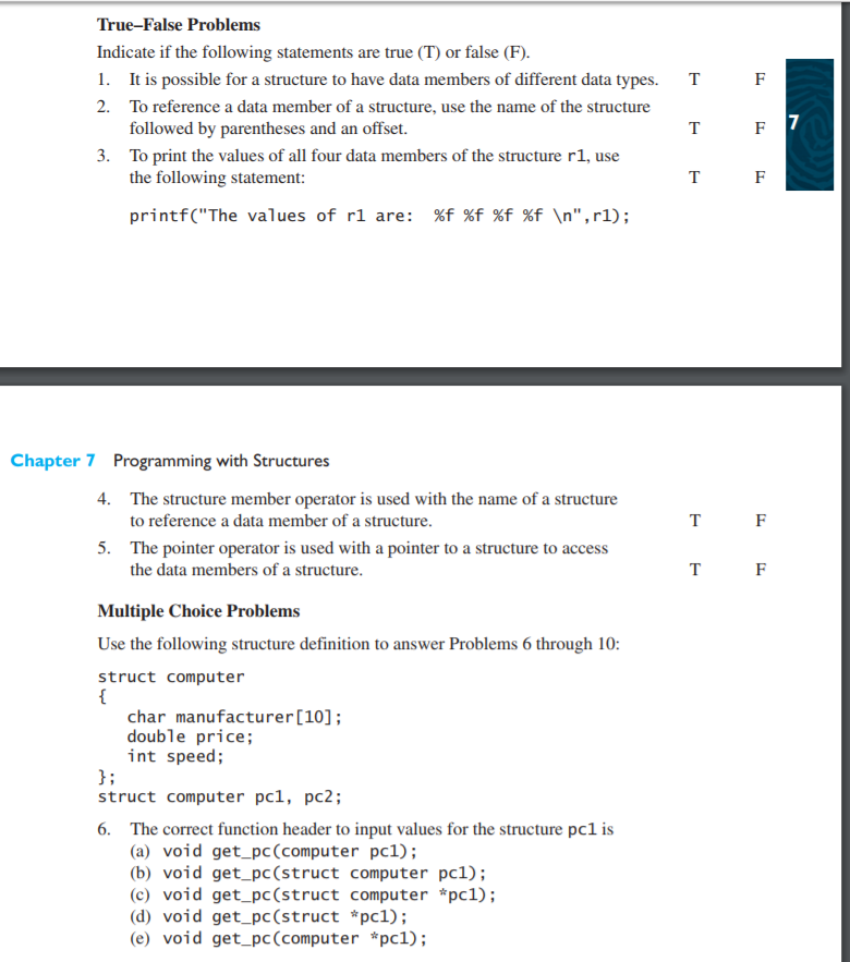 Solved True-False Problems Indicate if the following | Chegg.com