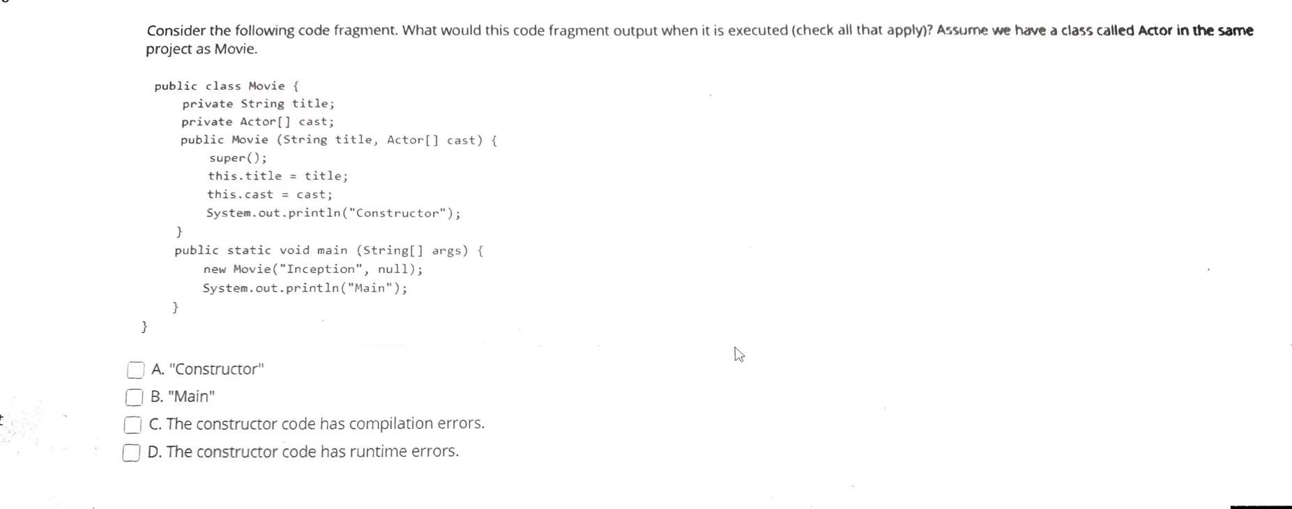 Solved Consider the following code fragment. What would this | Chegg.com