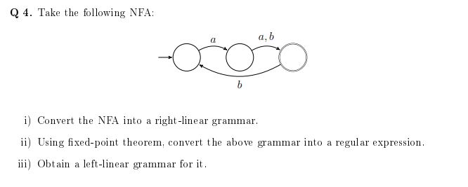 Solved Q 4. Take the following NFA: i) Convert the NFA into | Chegg.com