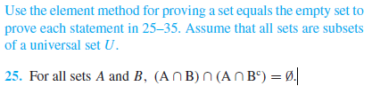 Solved Use the element method for proving a set equals the | Chegg.com