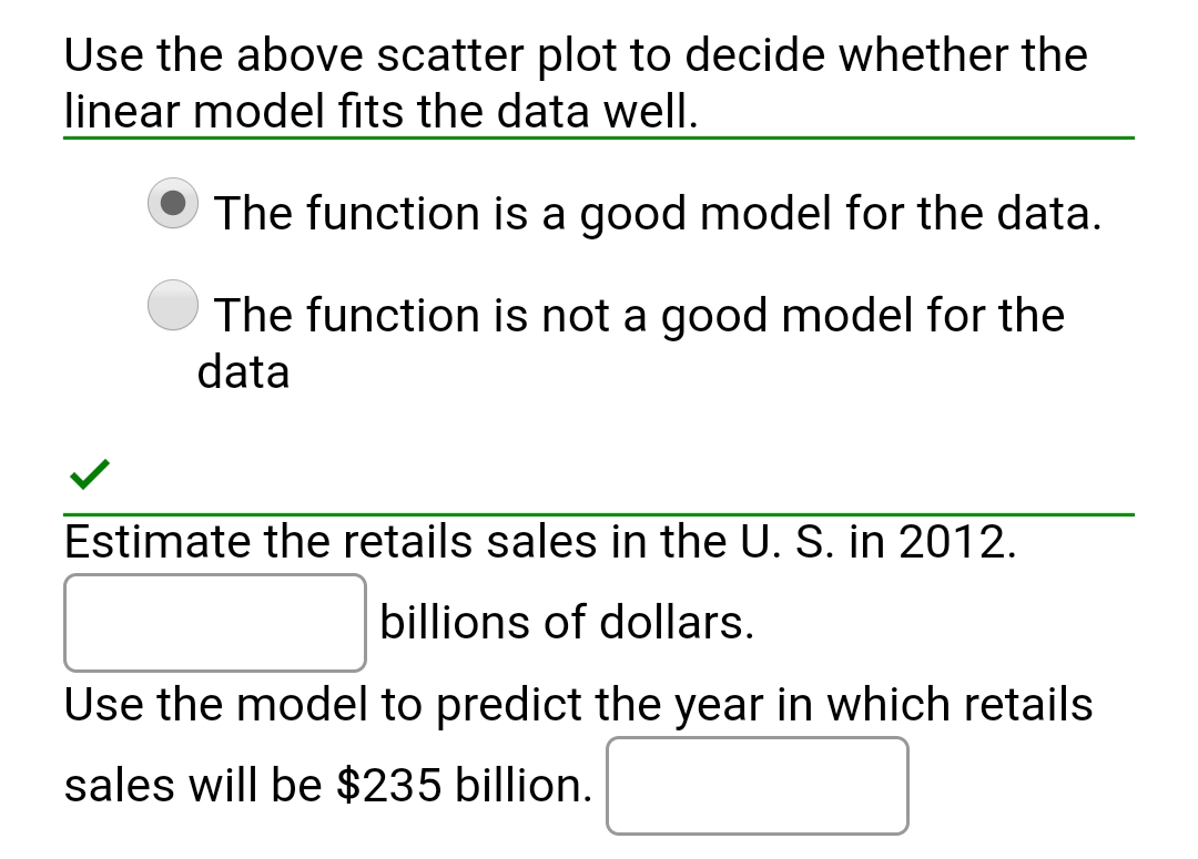 Solved Use the above scatter plot to decide whether the | Chegg.com