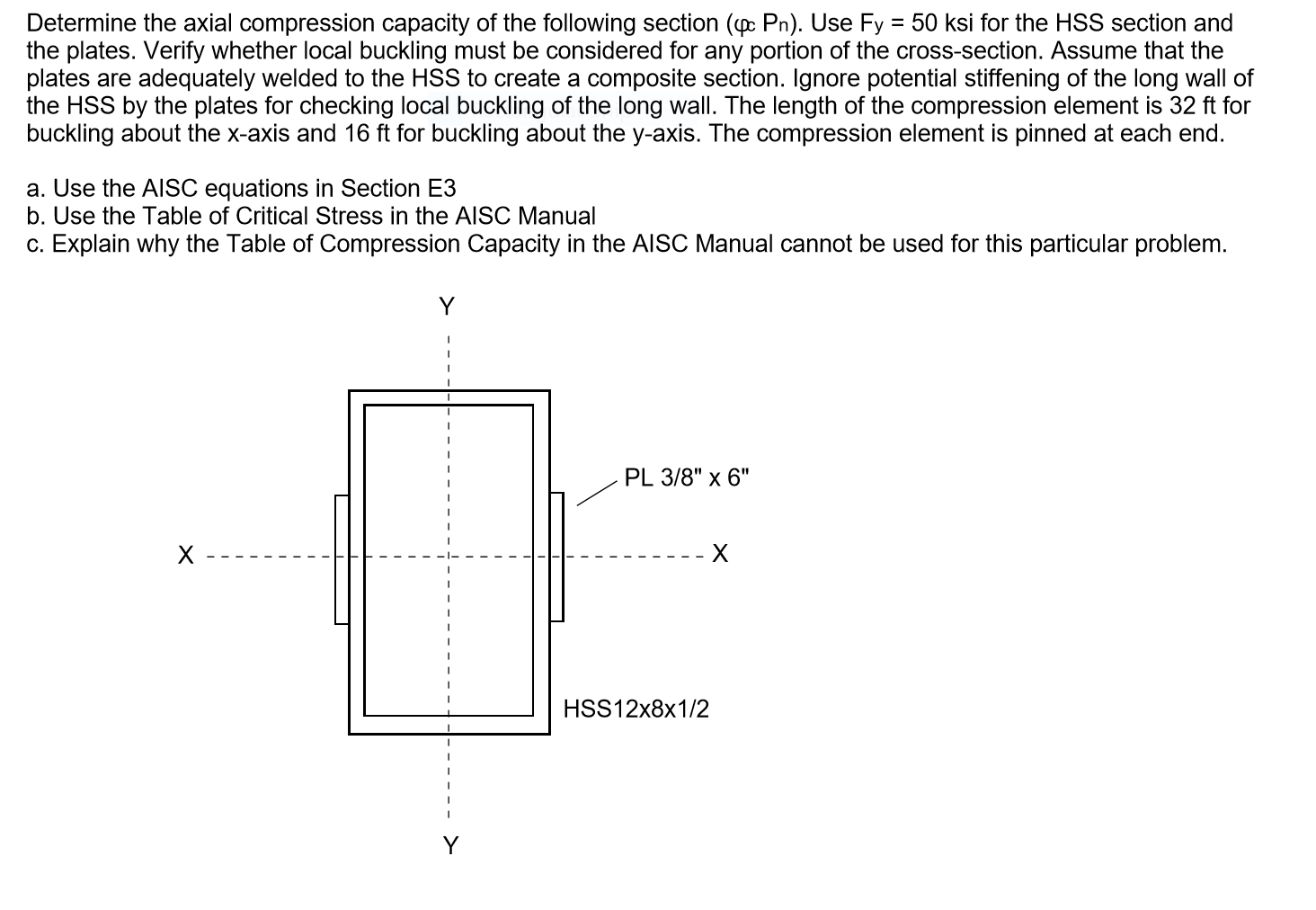 HINT You can find properties for the HSS in the AISC | Chegg.com
