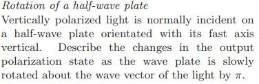 Solved Rotation of a half-wave plate Vertically polarized | Chegg.com