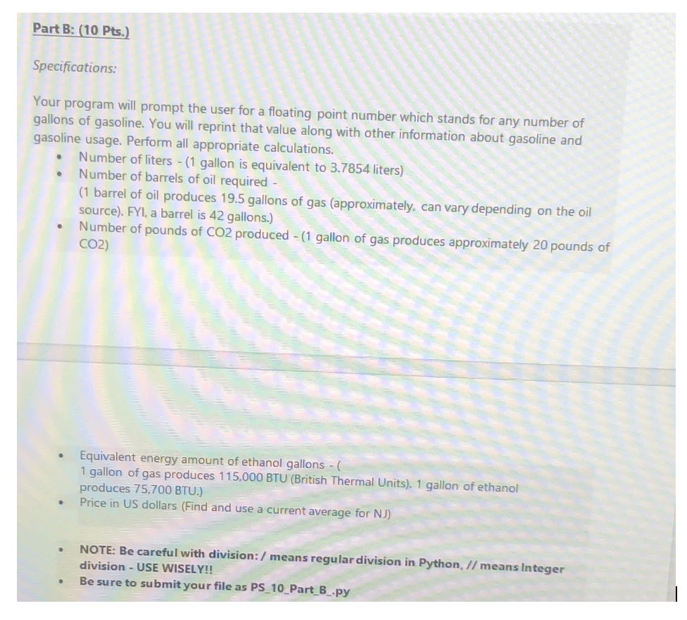 Solved Part B: (10 Pts.) Specifications: . Your program will | Chegg.com