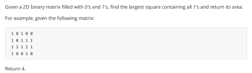 Given A 2d Binary Matrix Filled With 0s And 1s 