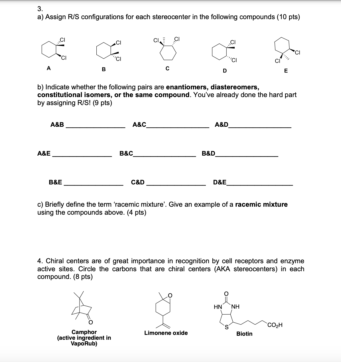 Solved a) Assign R/S configurations for each stereocenter in | Chegg.com