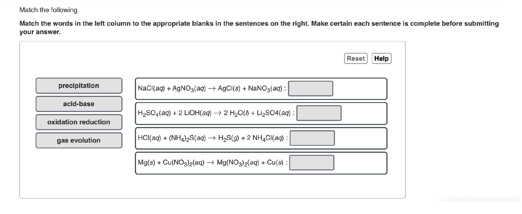 Solved Match the following. Match the words in the left | Chegg.com