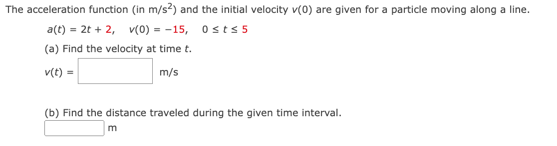 Solved The acceleration function (in m/s2 ) and the initial | Chegg.com
