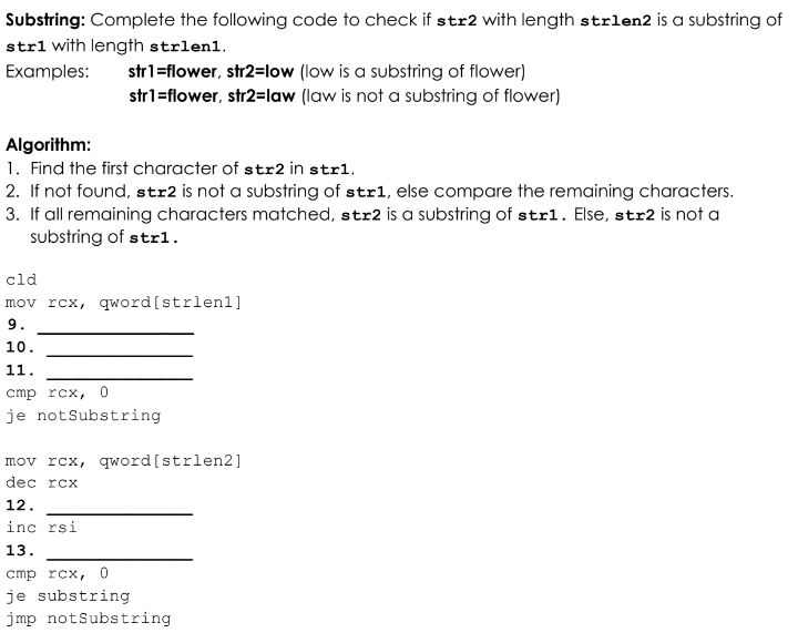 Substring: Complete the following code to check if | Chegg.com