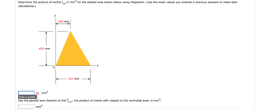 Solved Determine the product of inertia Ixy in mm* for the | Chegg.com