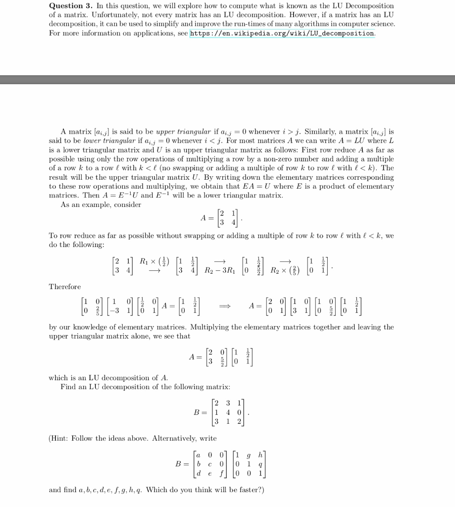 Solved Question 3. In this question, we will explore how to | Chegg.com