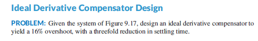 Solved Ideal Derivative Compensator Design PROBLEM: Given | Chegg.com