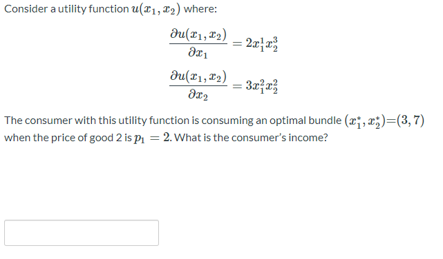 Solved Consider a utility function u(x1, 12) where: du(21, | Chegg.com