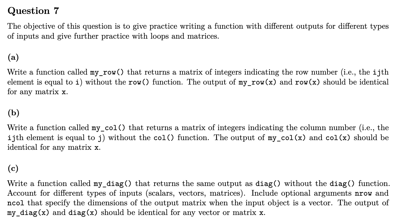 Solved Question 7 The objective of this question is to give | Chegg.com