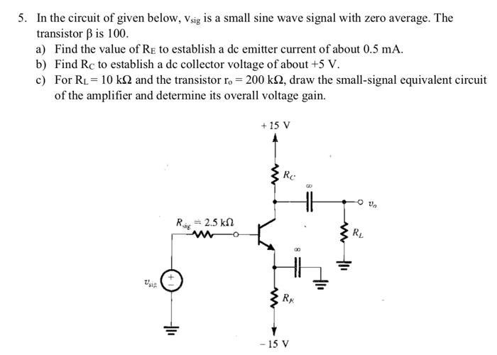 Solved In the circuit of given below, Vsig is a small sine | Chegg.com