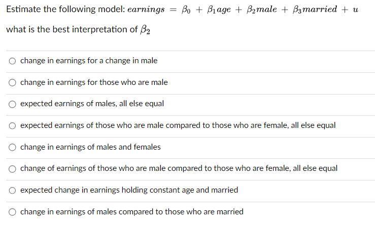 Solved Estimate the following model: earnings \\( | Chegg.com