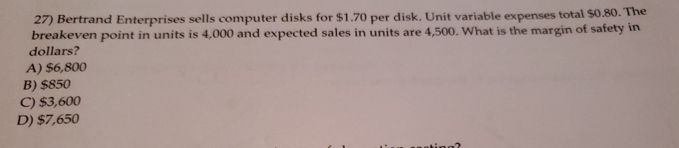 Solved 27) Bertrand Enterprises sells computer disks for | Chegg.com