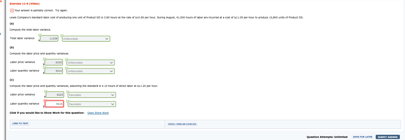 Solved Exercise 11-6 (Video) Your answer is partially | Chegg.com