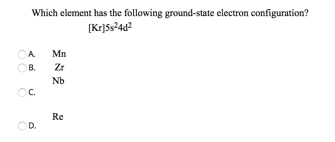 Solved Which Element Has The Following Ground State Electron