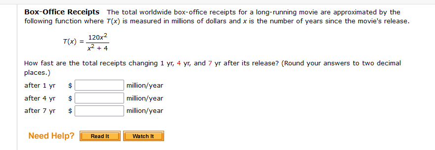 Solved Box-Office Receipts The total worldwide box-office | Chegg.com